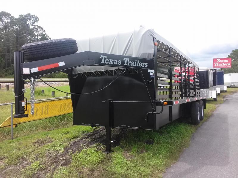 ST1270G TEXAS TRAILERS 12' GOOSENECK STOCK TRAILER W/ ADDED CUT GATE ...